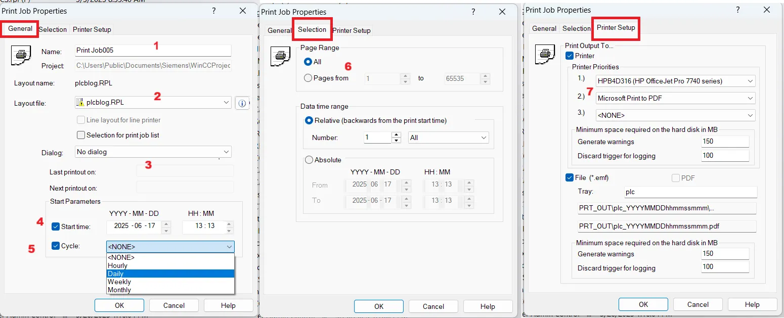 Siemens WinCC SCADA Report Print Job in Report Designer